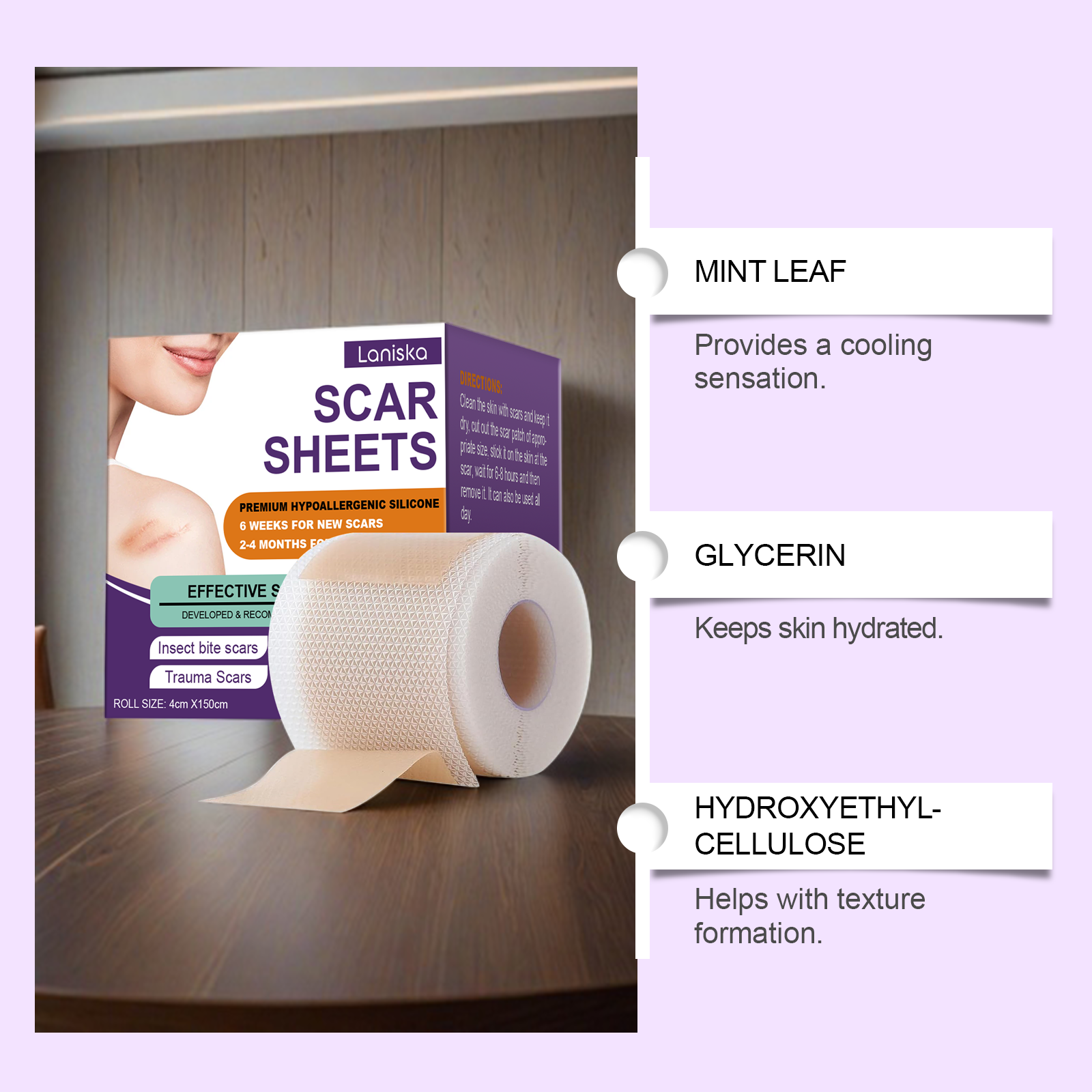 Laniska Scar Sheets - Gentle Silicone Patches to Reduce Blemishes ...