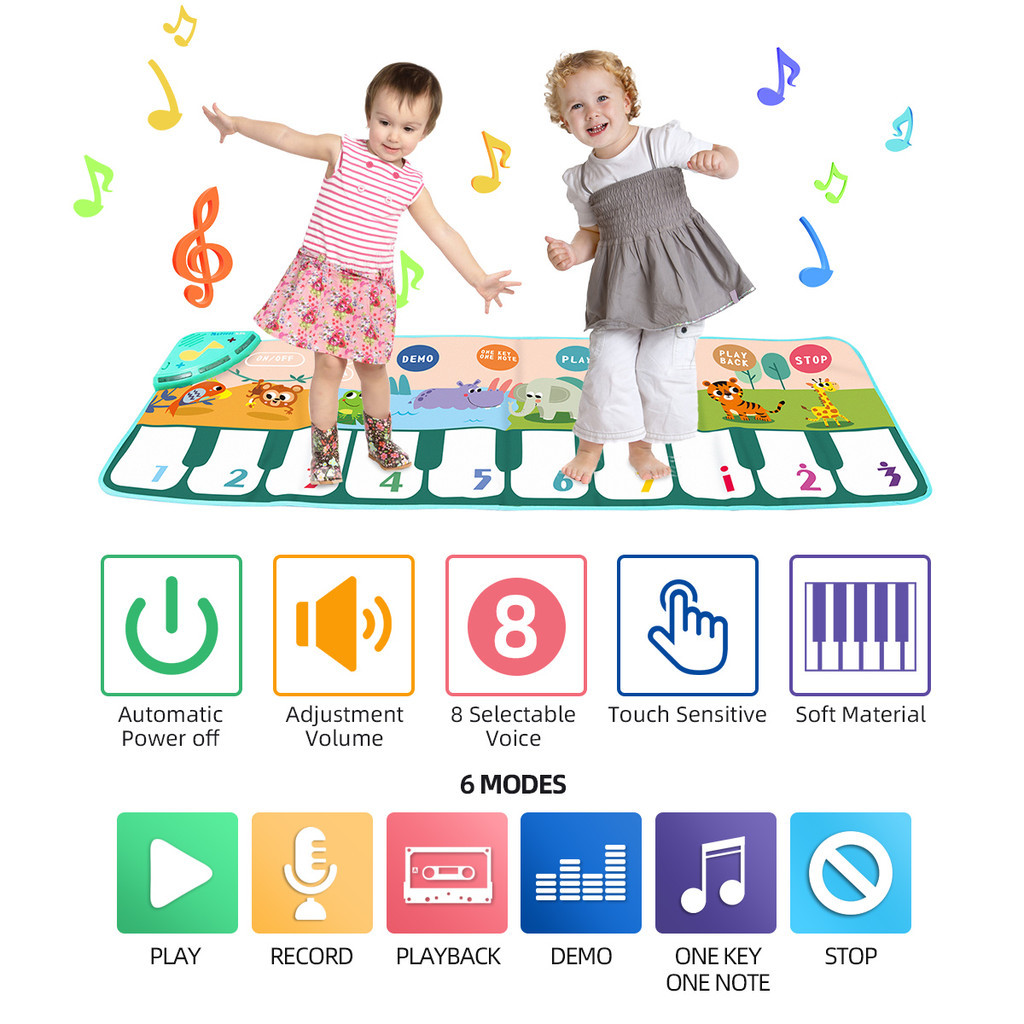 Baby Music Play Mat with Piano Keyboard Infant Dance Carpet Musical ...