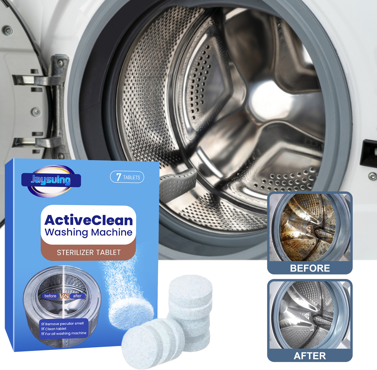 Washing Machine Cleaning Effervescent Tablets - 10-Pack Deep Clean Drum ...