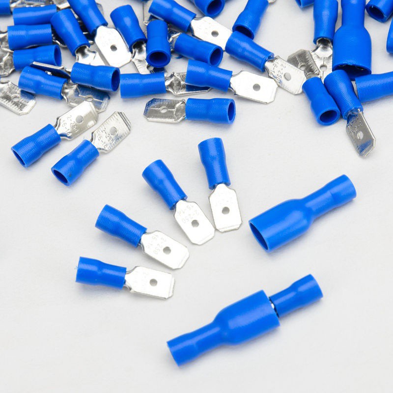 Cable Terminal Kit 100Pcs Spade Connectors Female/Male Insulated Crimp ...