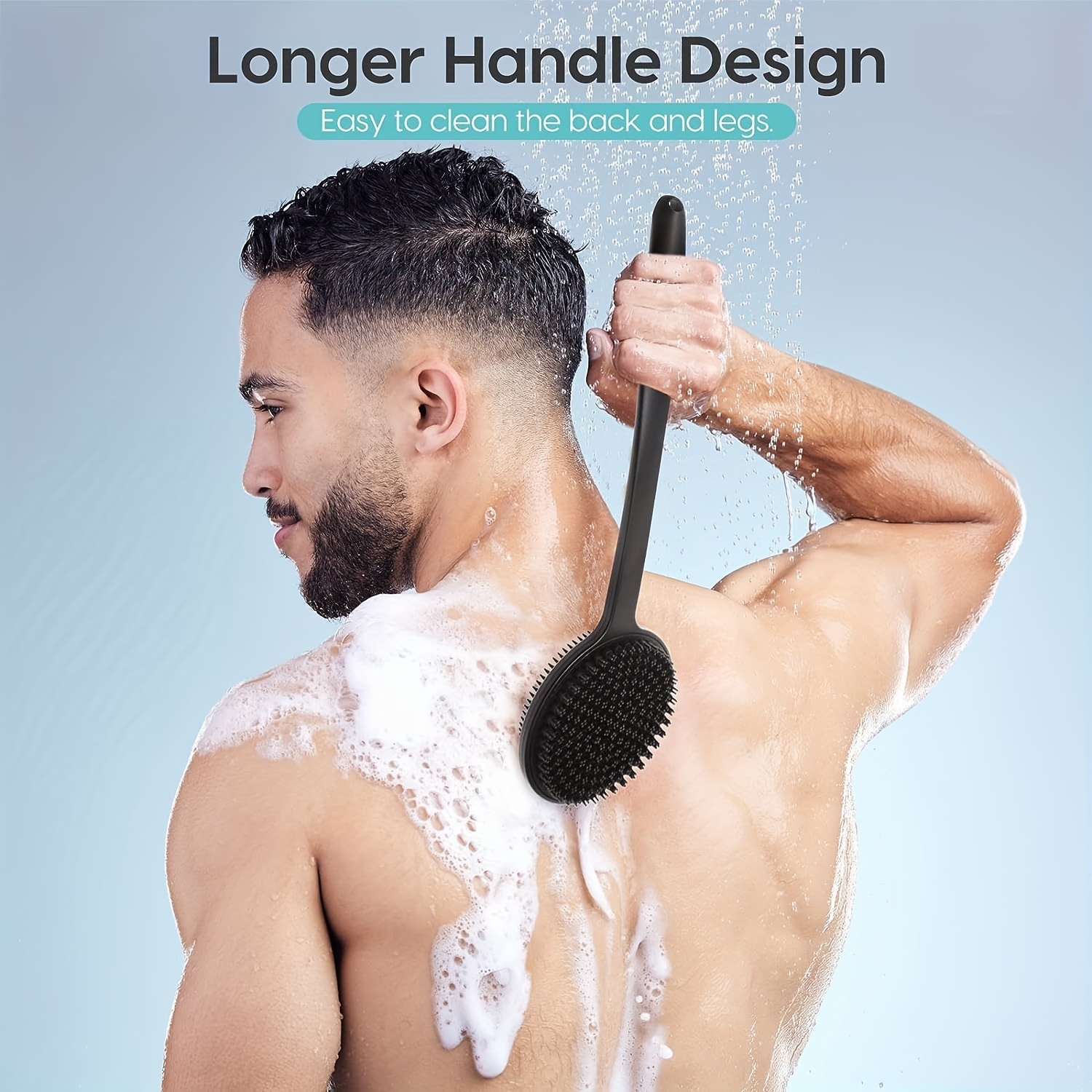 Silicone Back Scrubber with Long Handle – Double-Sided for Deep ...