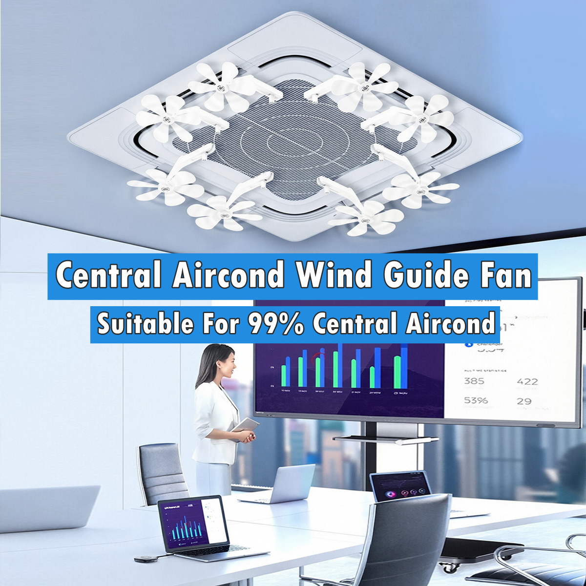 360° Aircond Wind Guide Fan Ceiling Central Aircon Fan Air Conditioner ...
