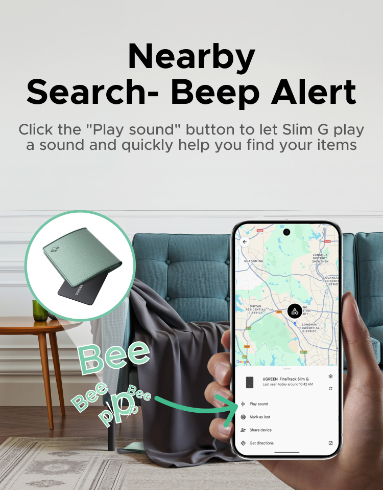 UGREEN FineTrack Slim G Bluetooth Tracker Tags Work with Find Hub ...