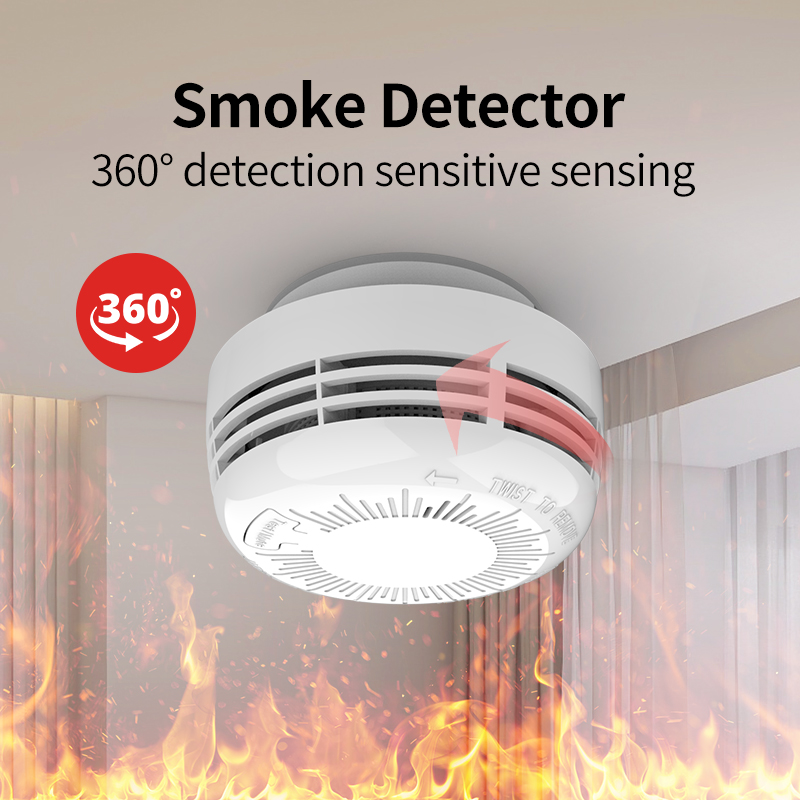 Smoke detector with test/mute button, fire alarm with photoelectric ...
