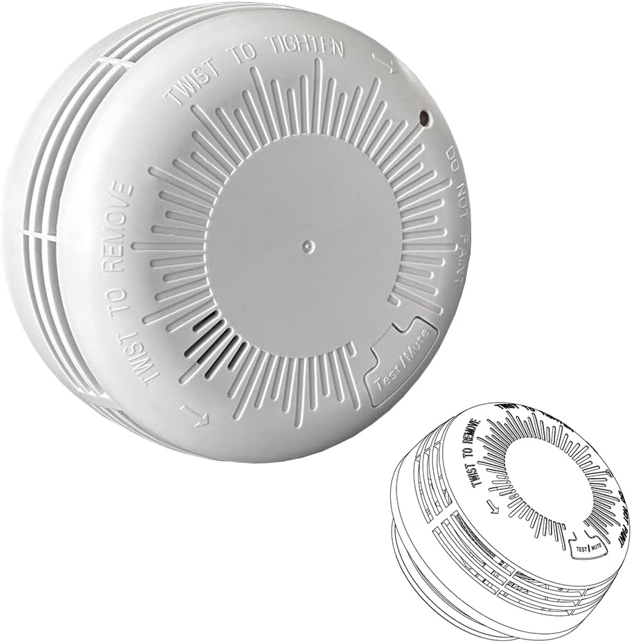 Smoke detector with test/mute button, fire alarm with photoelectric ...