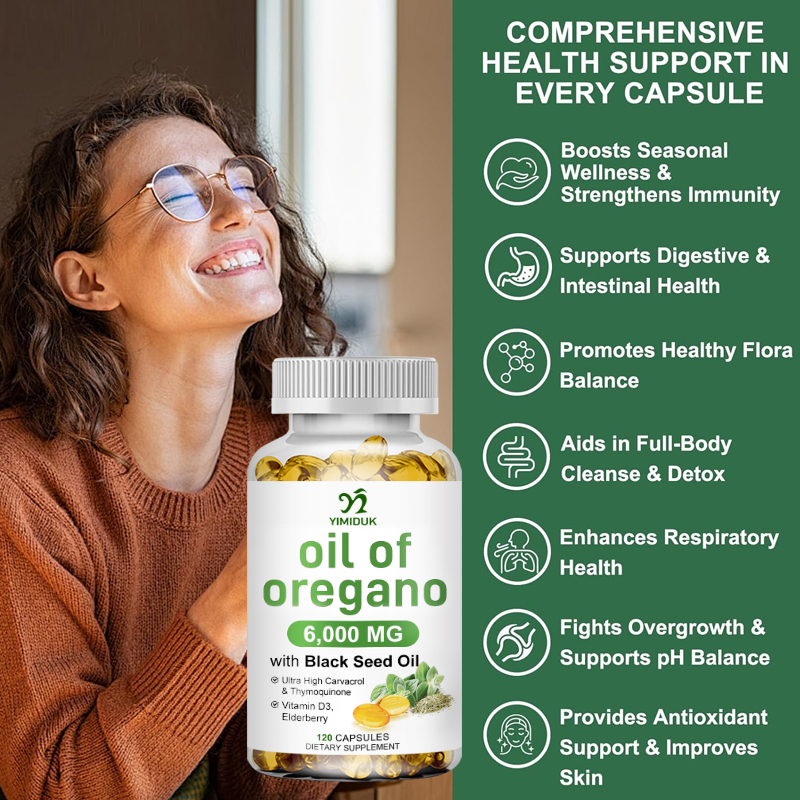 Oil Of Oregano Supplements With Black Seed Oil, Support Immune ...