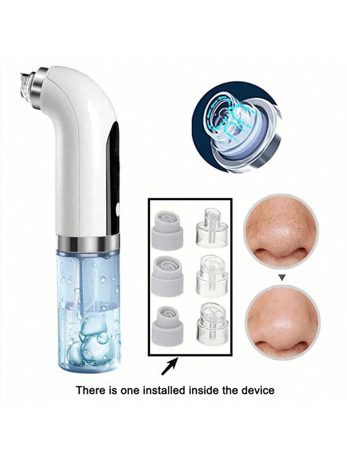 Advanced pore cleanser with 6 suction attachments. Handheld vacuum ...