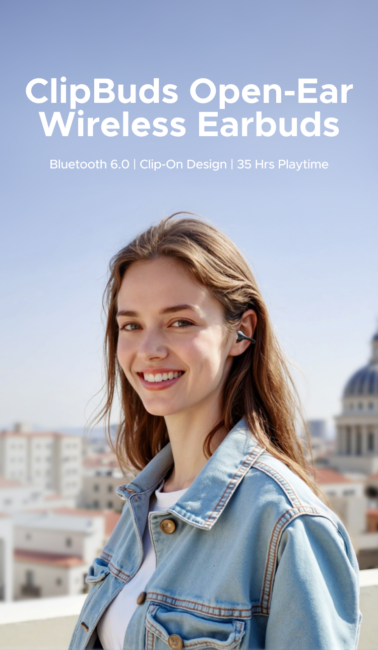 UGREEN ClipBuds Open-Ear Bluetooth 6.0 Hi-Fi Wireless Earbuds 12mm Bio ...