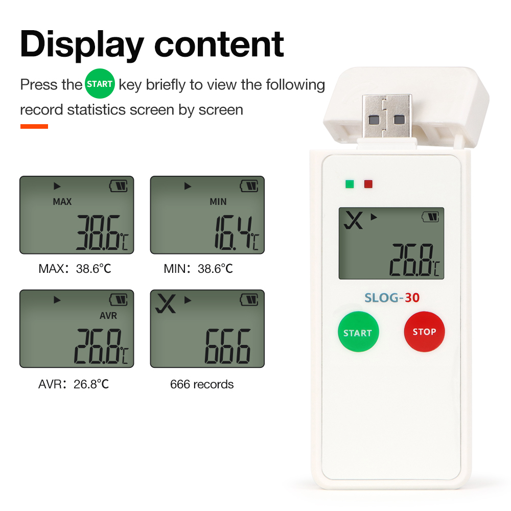 One Piece Reusable Temperature Data Logger Digital USB PDF Report Temp ...