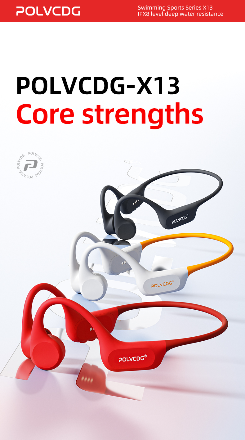 Polvcdg-X13 IPX8 Waterproof Swimming Bone Conduction Headset 32g Memory ...