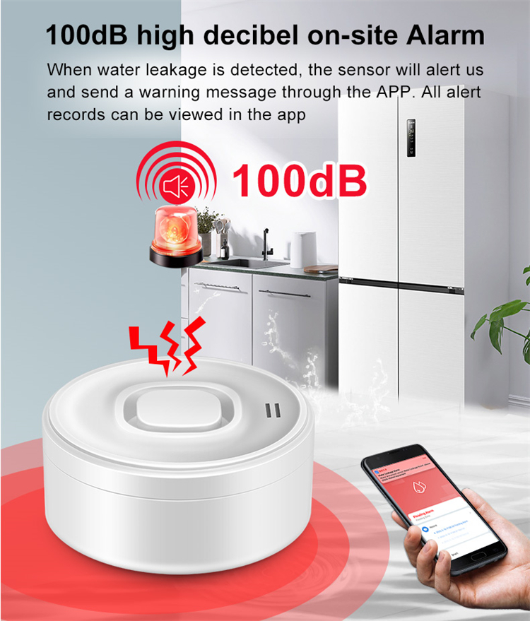 Tuya Smart WIFI Water Leak Detector 100dB High-Volume Alarm Real-Time ...