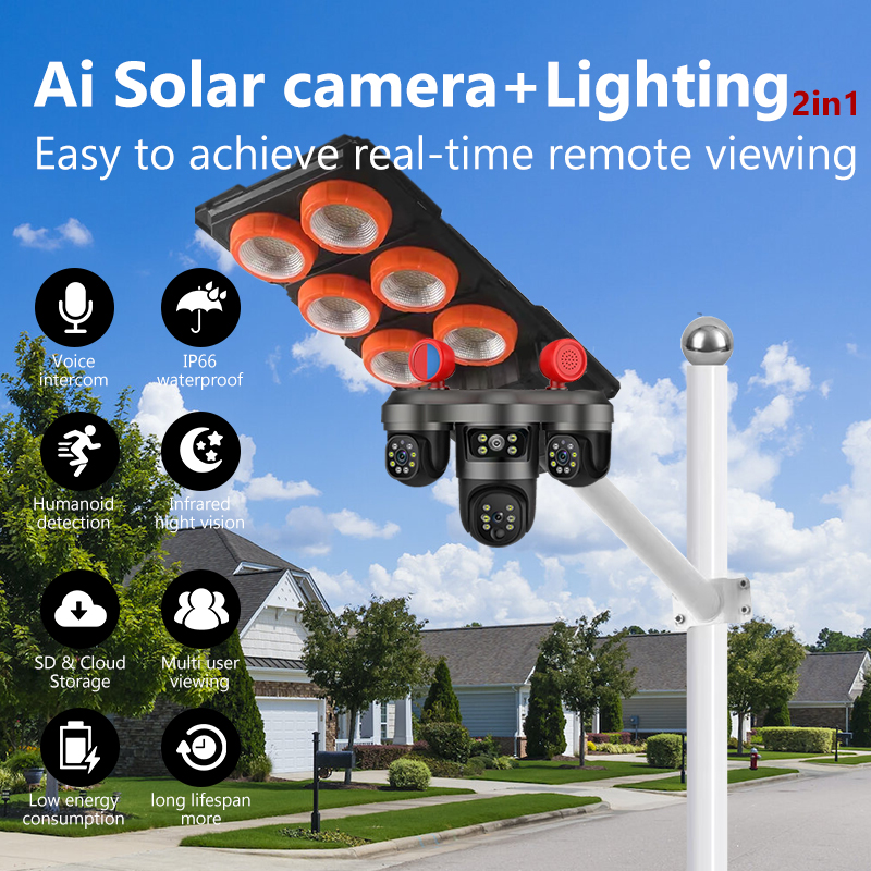 V380 PRO Solar CCTV Camera 3 PTZ Lens 12MP 4G AI Detection Mobile Solar ...