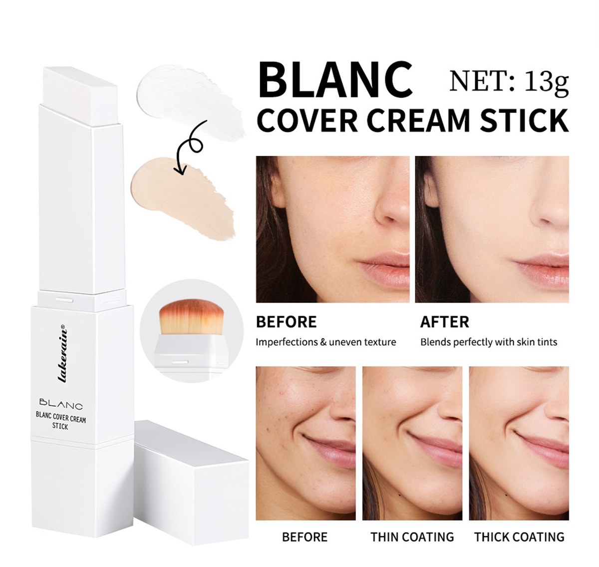 Lakerain Blanc Cover Cream Stick - Color Changing Foundation with ...