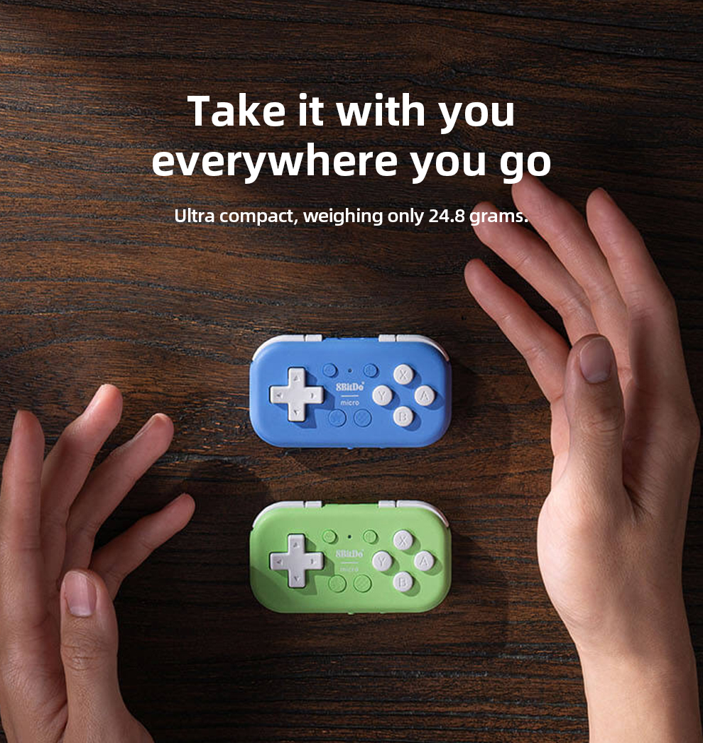 8BitDo Micro Bluetooth Controller Pocket-sized Mini gamepad for Switch, Android, and Raspberry ...