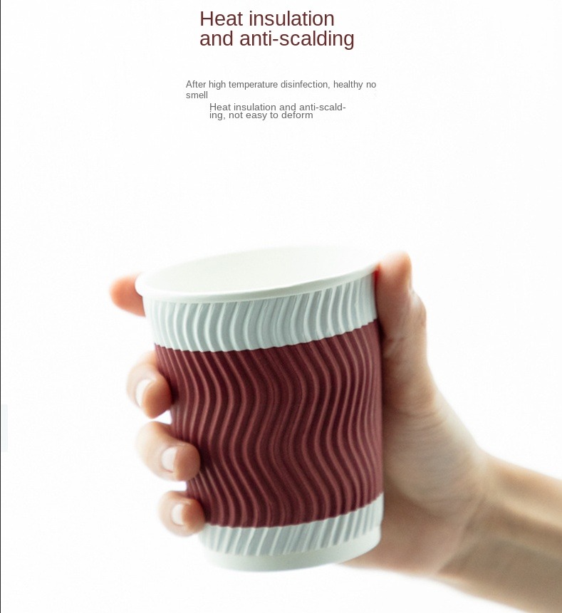 DeLi Ripple Insulated Disposable Paper Cups - Double-Layer Scaldproof ...
