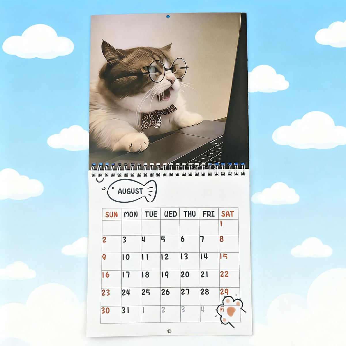 2026 Cute Cat Calendar Planner 12 Months, Monthly Layouts January to ...