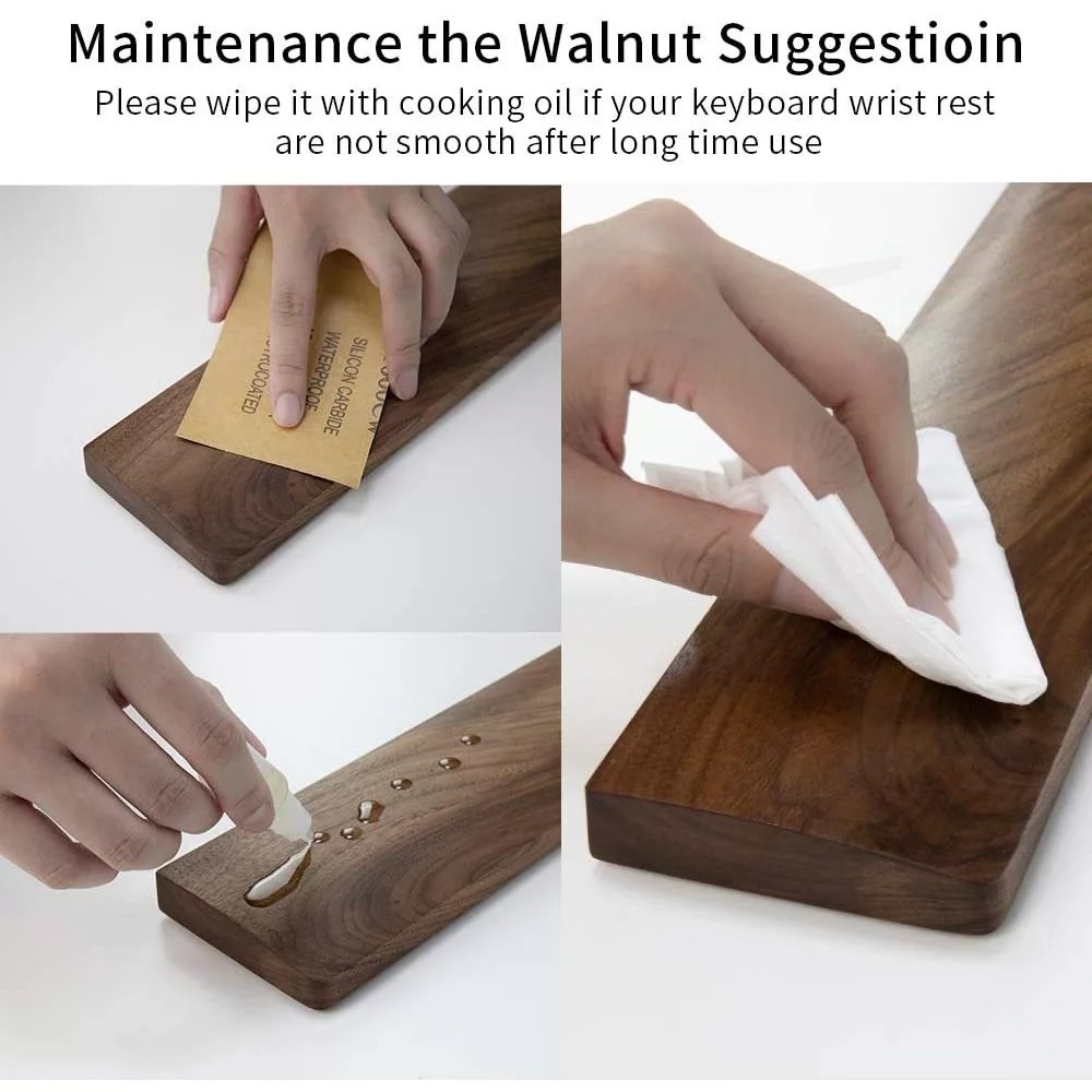 Wooden Wrist Rest Pad Full-Sized Keyboard, Premium Walnut Wood ...