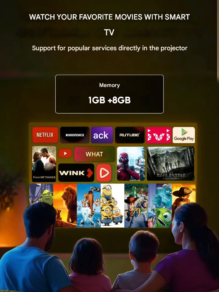 A16 Projector Portable Android Auto Focus Full HD 1080P 8000 Lumens ...