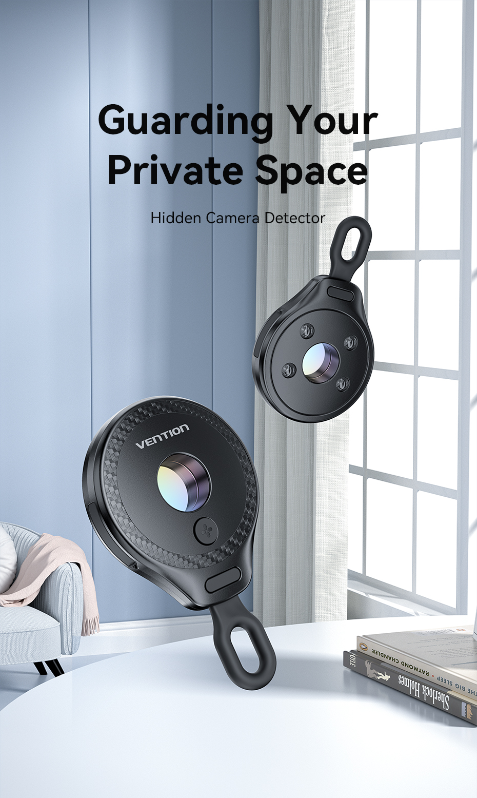 Vention Camera Detector Infrared Anti-Spy Hidden Camera Finder 5-Meter ...