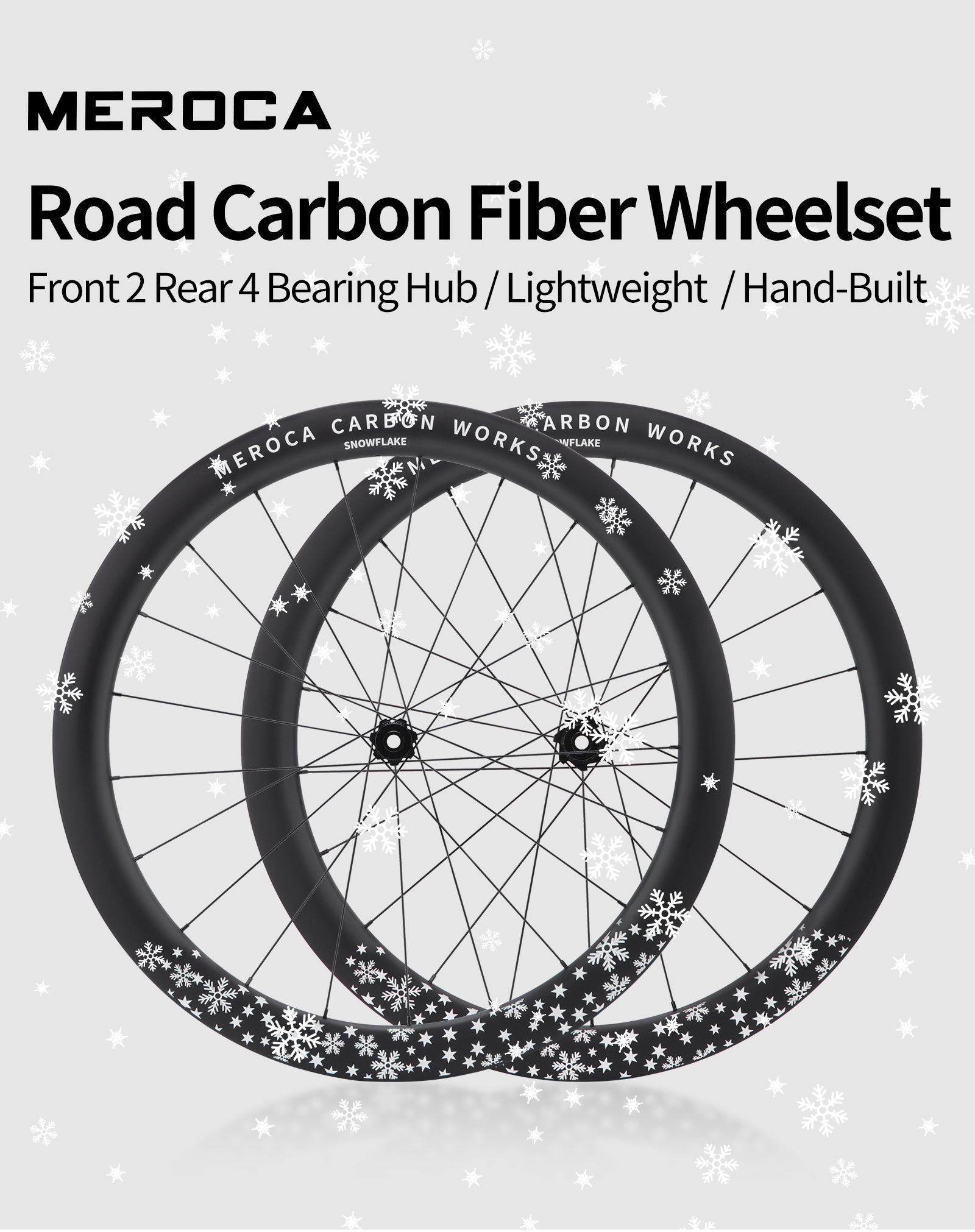 MEROCA 700C Snowflake Logo Carbon Fiber Road Bike Wheelset Center Lock ...