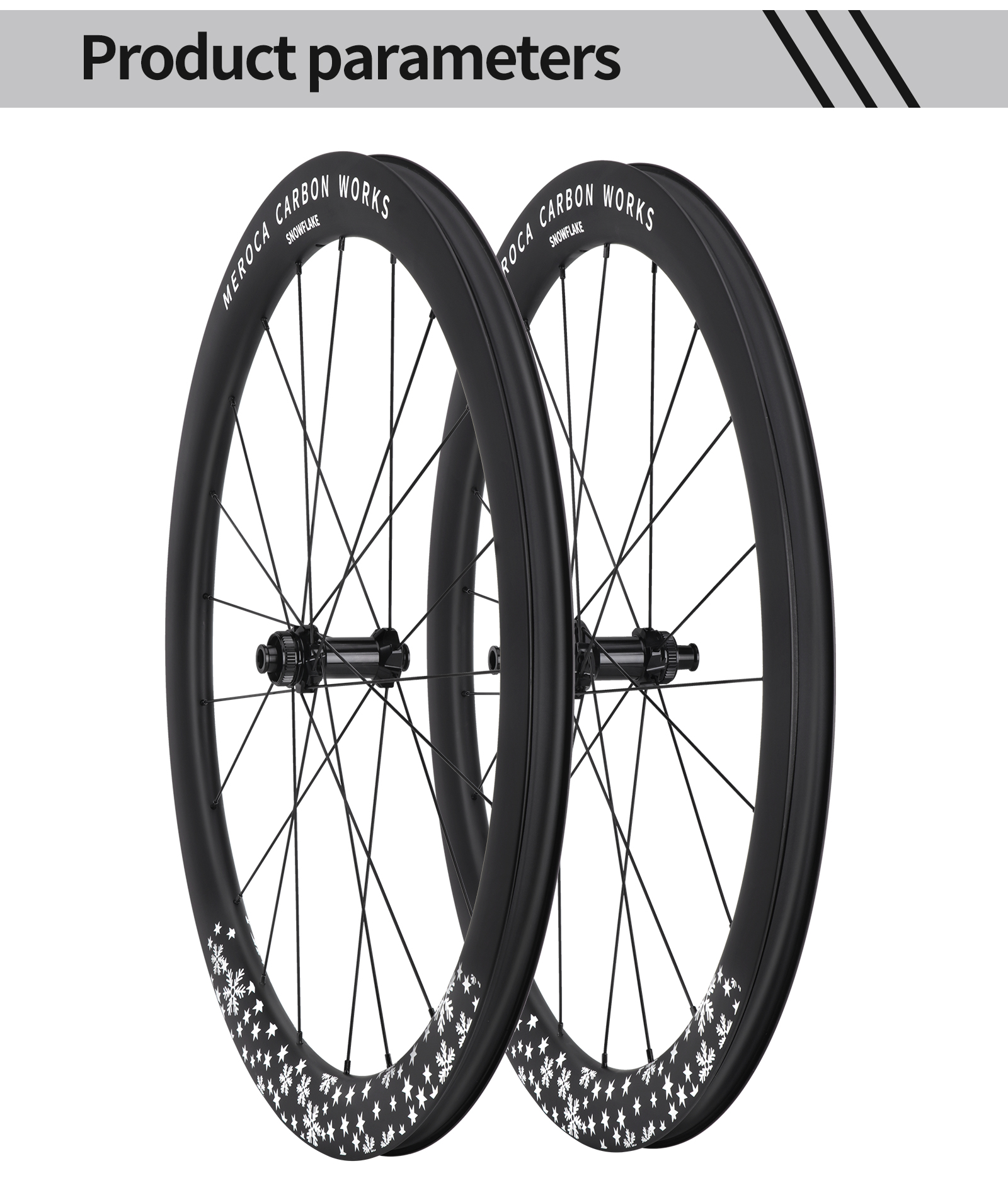 MEROCA 700C Snowflake Logo Carbon Fiber Road Bike Wheelset Center Lock ...