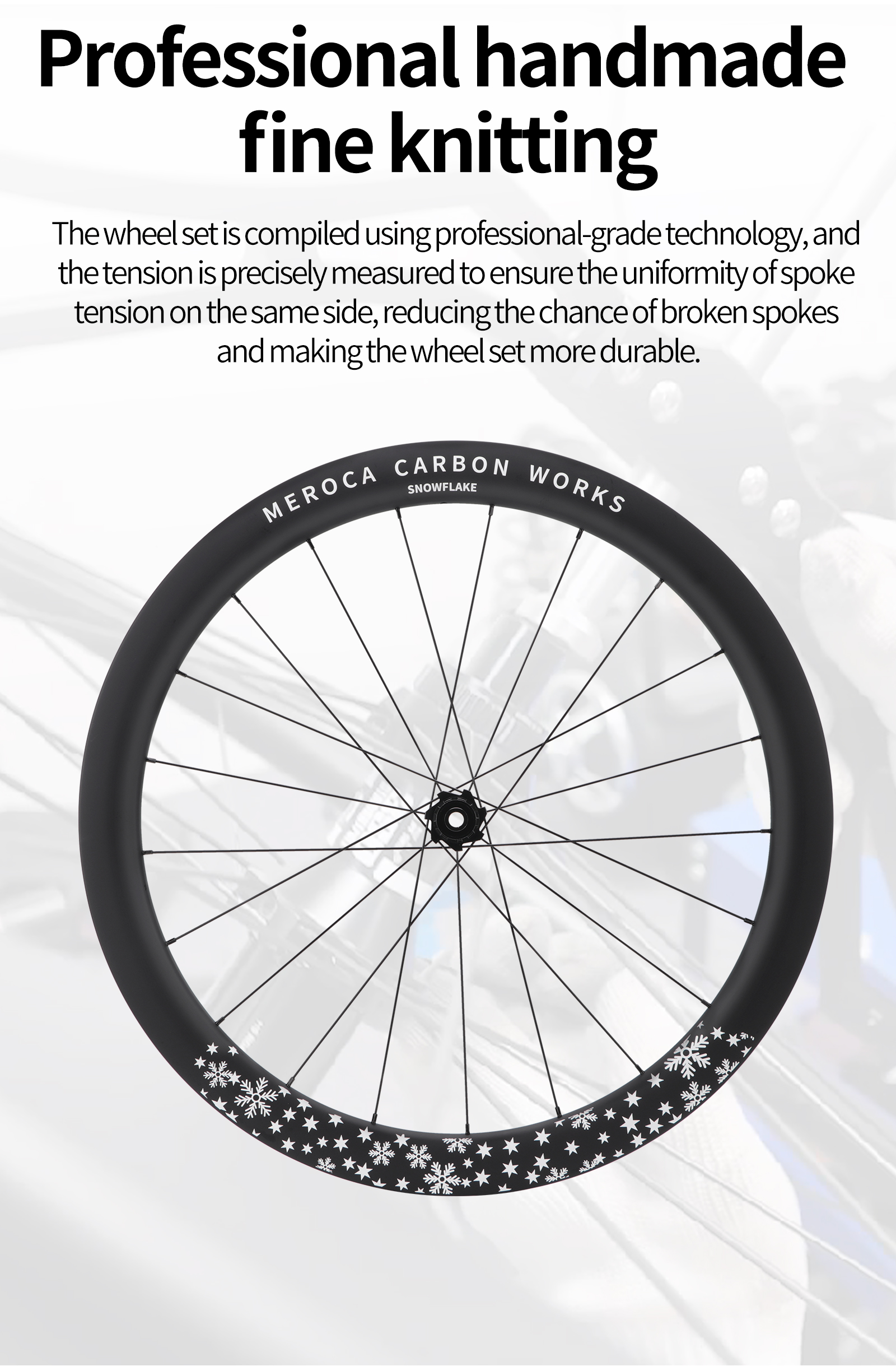 MEROCA 700C Snowflake Logo Carbon Fiber Road Bike Wheelset Center Lock ...