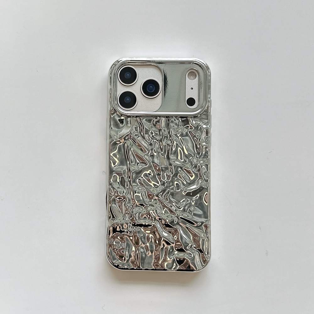 Bright Silver Tin Foil 3D Pleats Phone Case For iPhone 17 16 15 14 12 ...