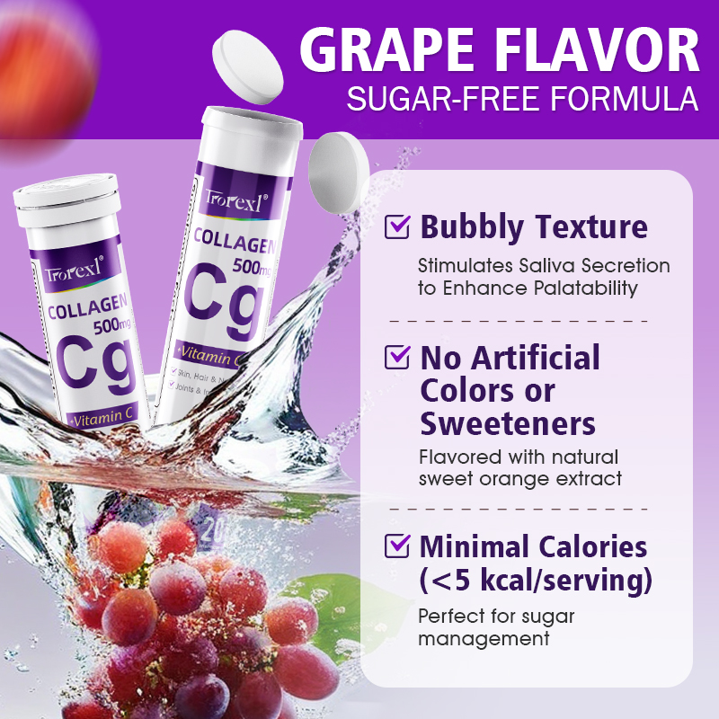 Trorexl Collagen+VC Effervescent Tablets Vitamin A/B/C/D/E 1000mg ...