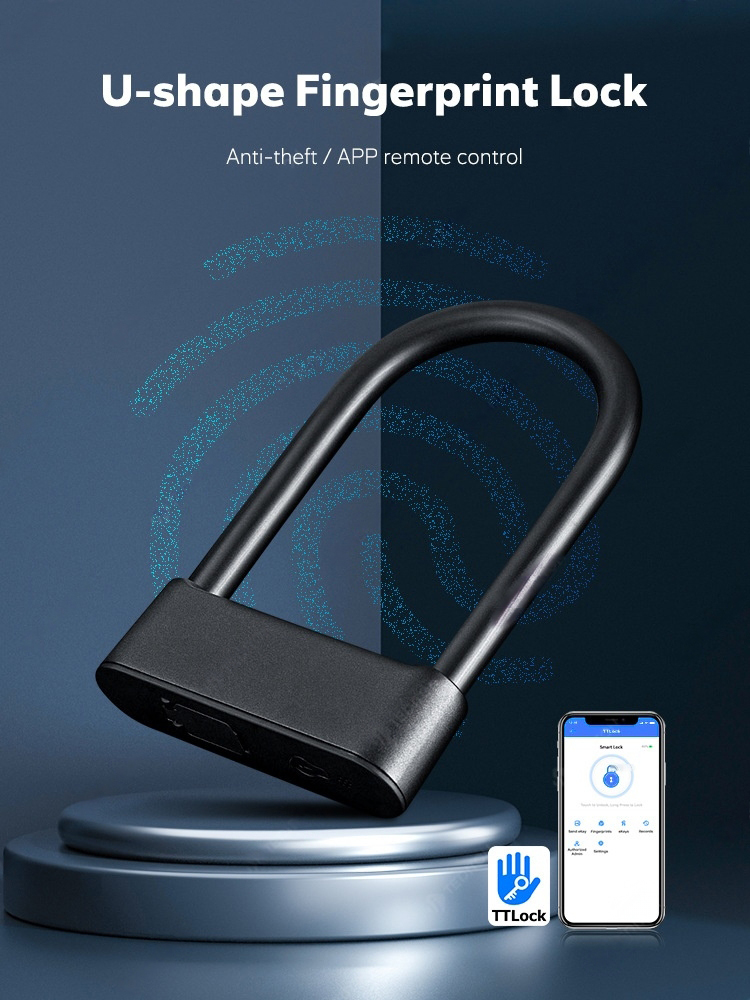 TTlock APP waterproof Bluetooth Fingerprint unlock Anti Theft U-shaped ...