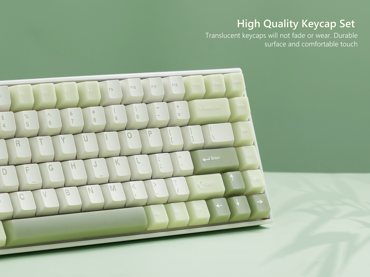 Womier 127 Keys Green Tea PBT+PC Double Shot Cherry Profile Keycaps Set ...