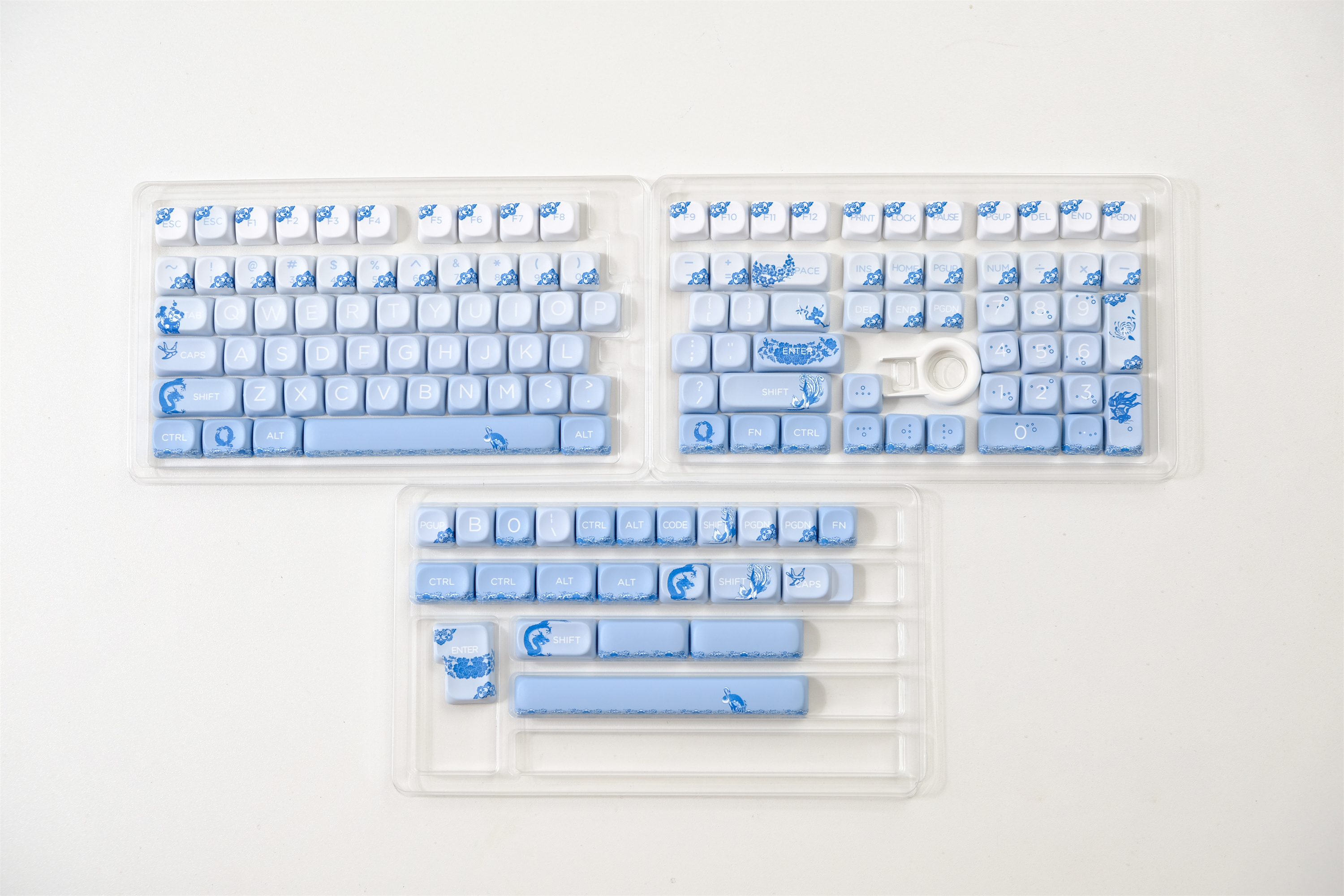 Blue White Porcelain Keycaps 132 PBT Keycap MOA Profile Wooting For MX ...