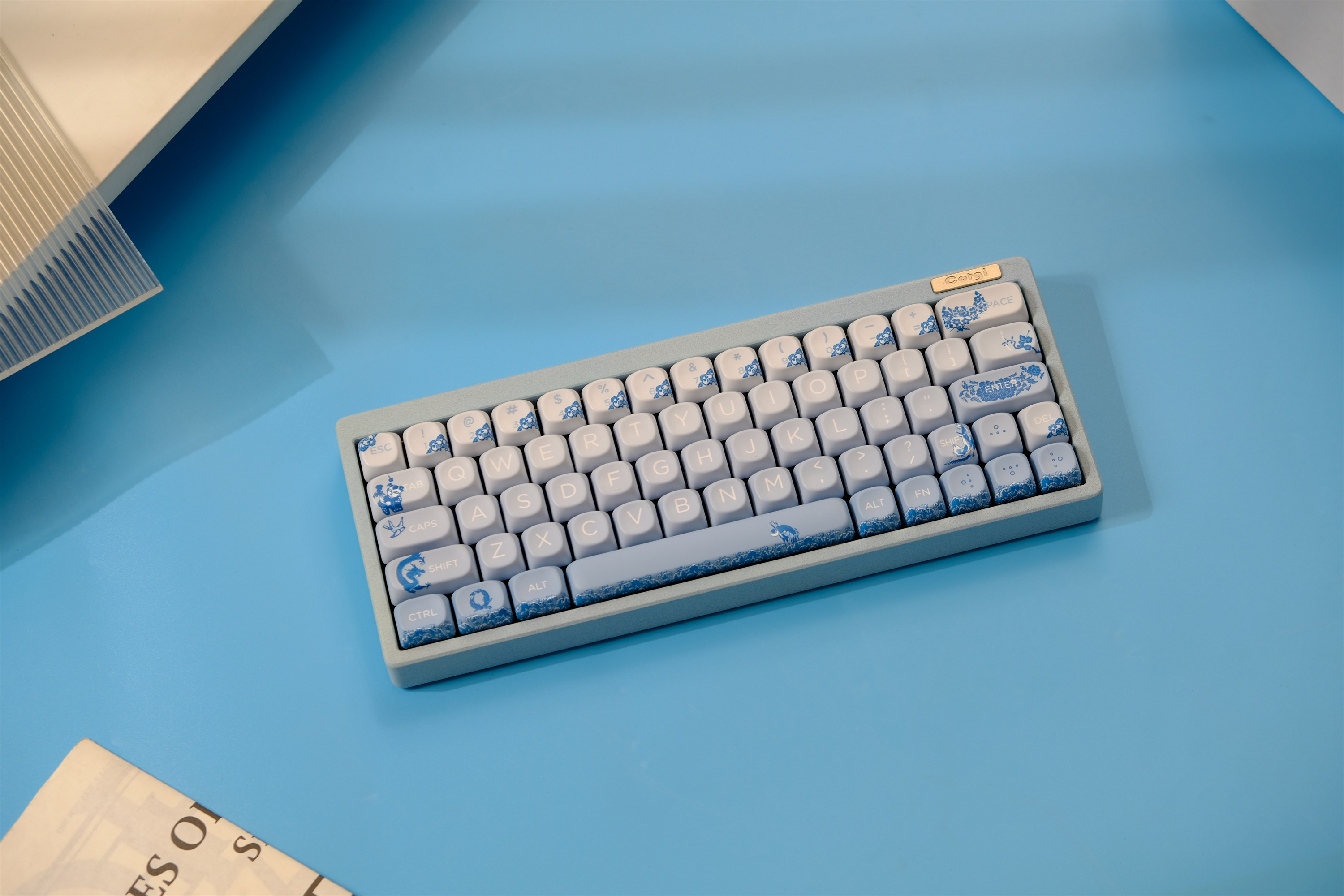 Blue White Porcelain Keycaps 132 PBT Keycap MOA Profile Wooting For MX ...