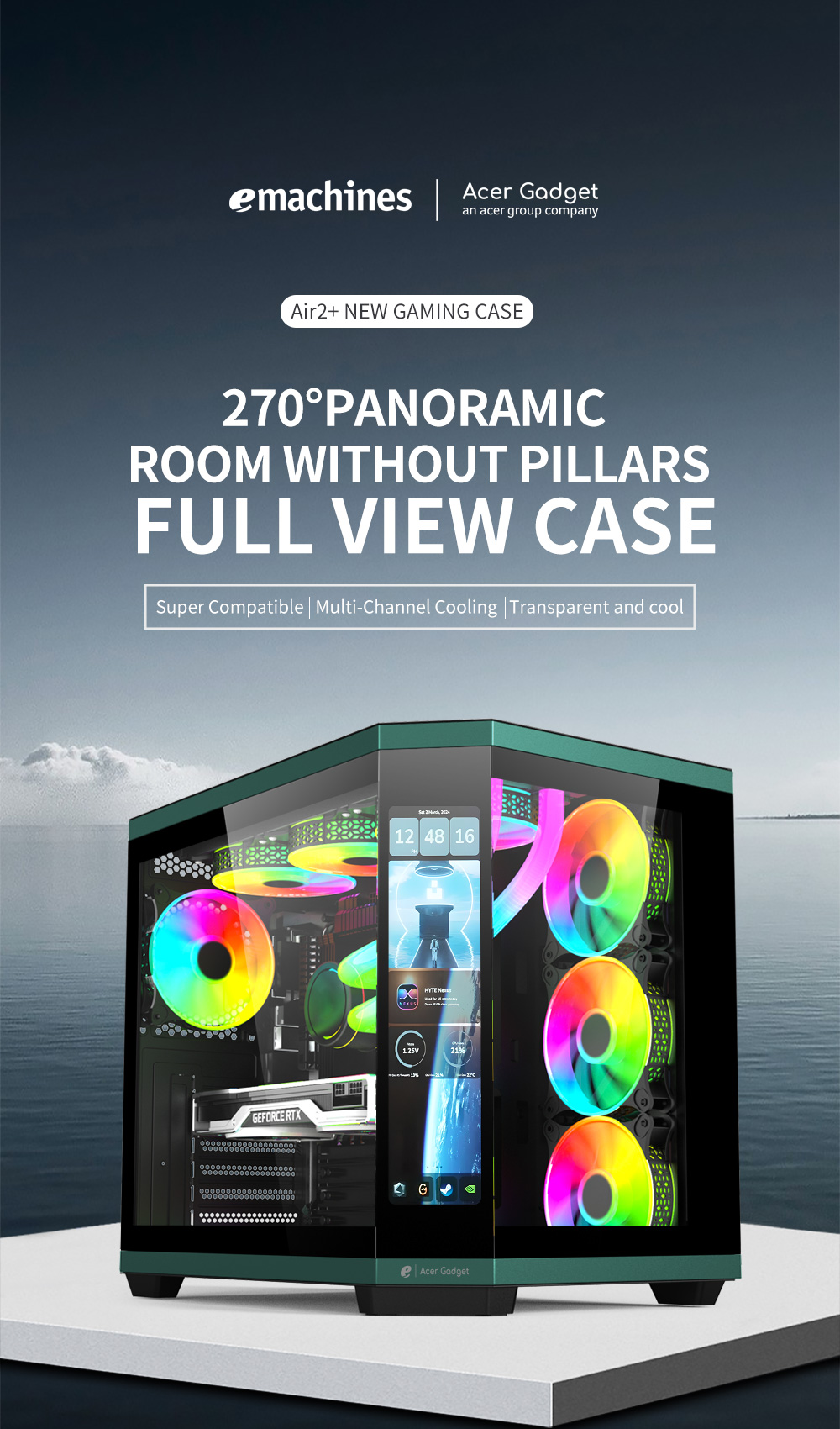 Acer Seaview Palace Pro PC Case With Screen Tempered Glass Micro ATX ...