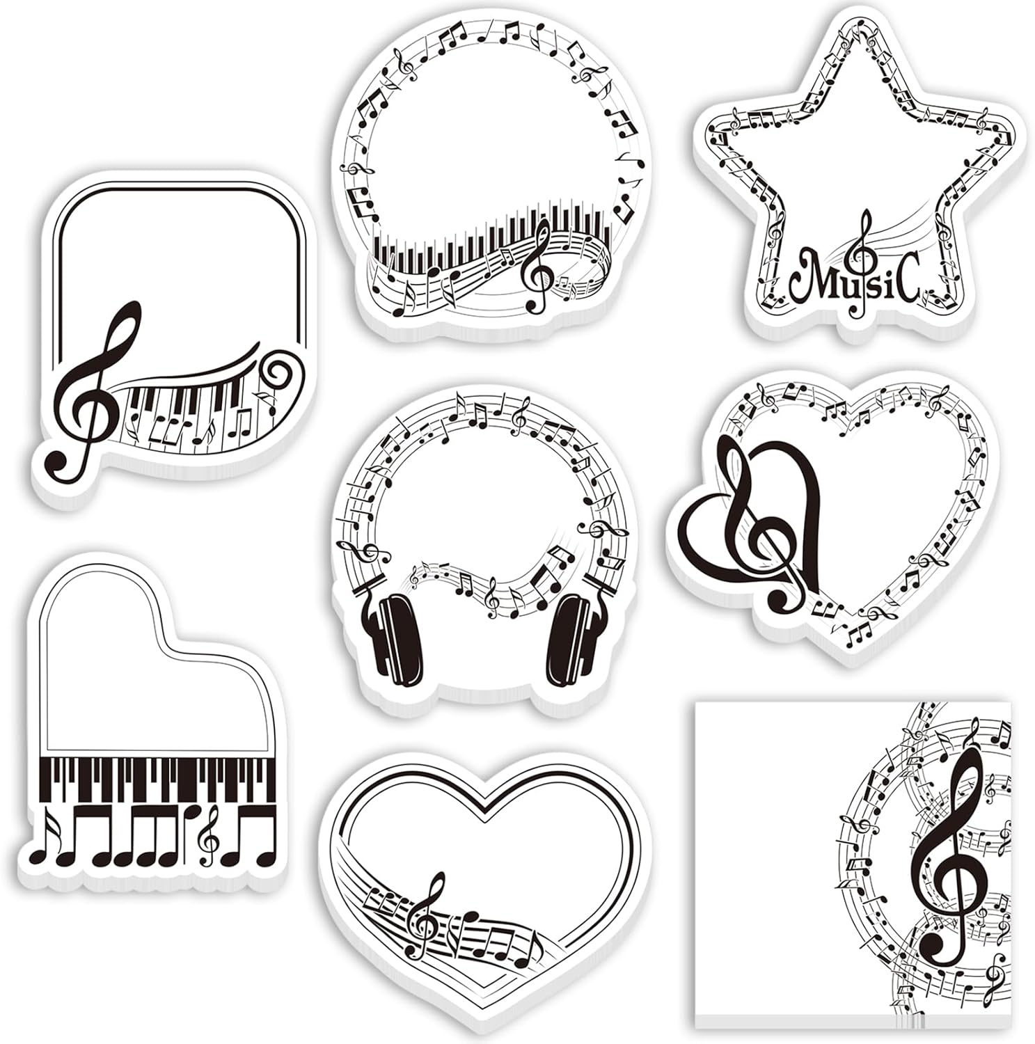 Music-themed sticky note pads, set of 8 | Sheet music-inspired self ...