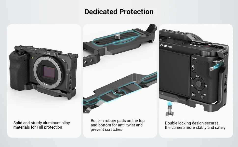 SmallRig for Sony ZV-E10 Cage with Silicone Grip and Built-in Quick ...