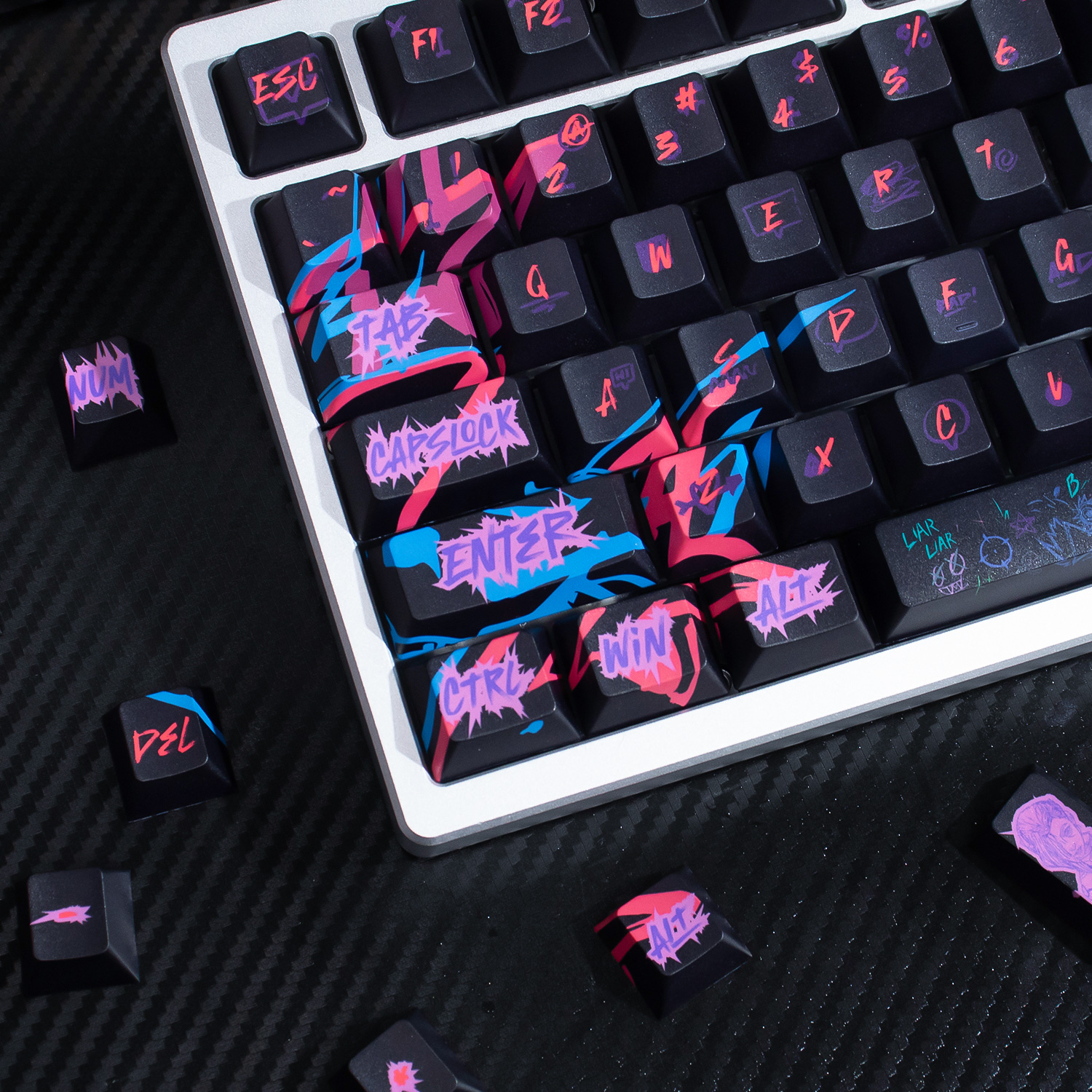Jinx Keycaps Black Cyberpunk PBT Cherry profile Keycap set fot ...
