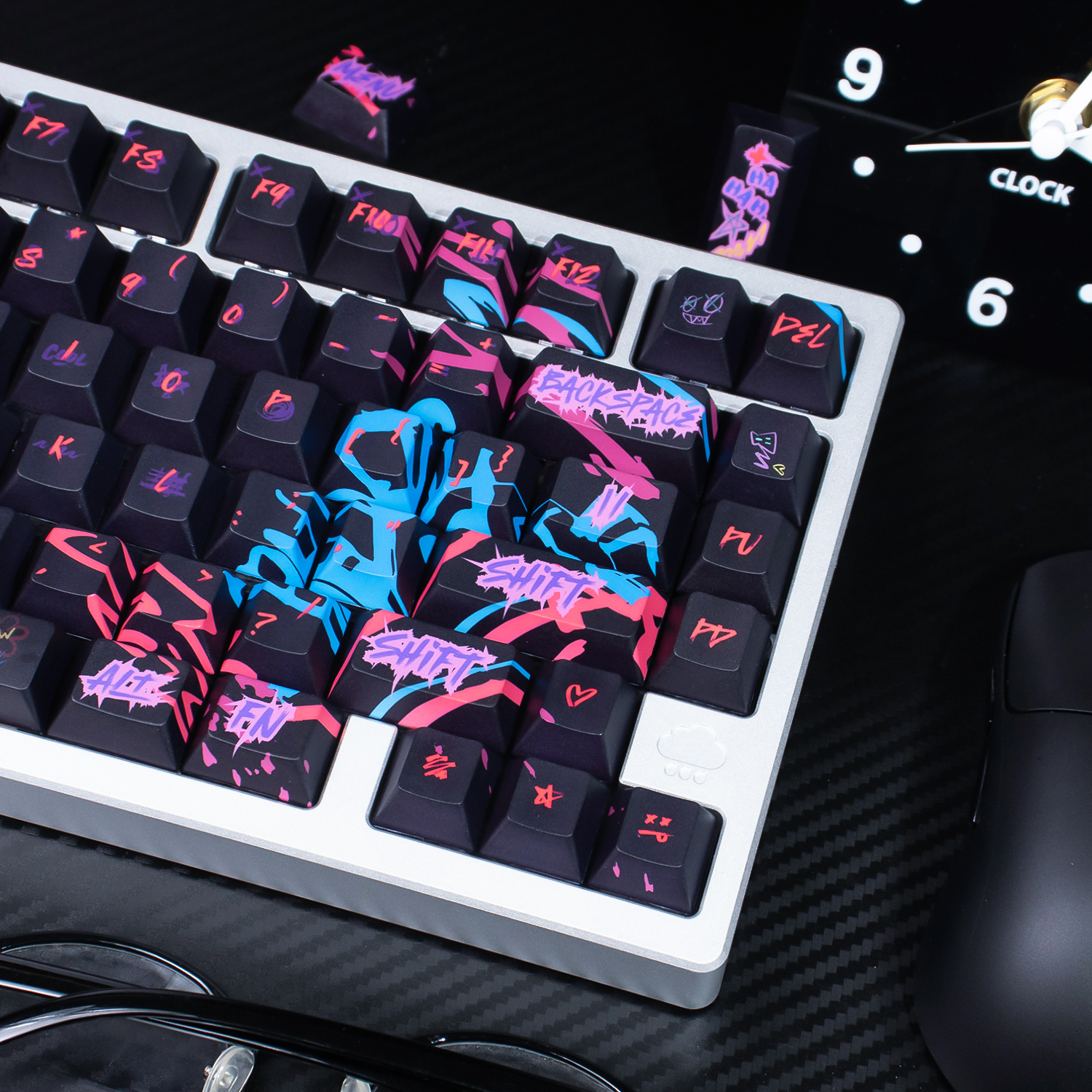 Jinx Keycaps Black Cyberpunk PBT Cherry profile Keycap set fot ...