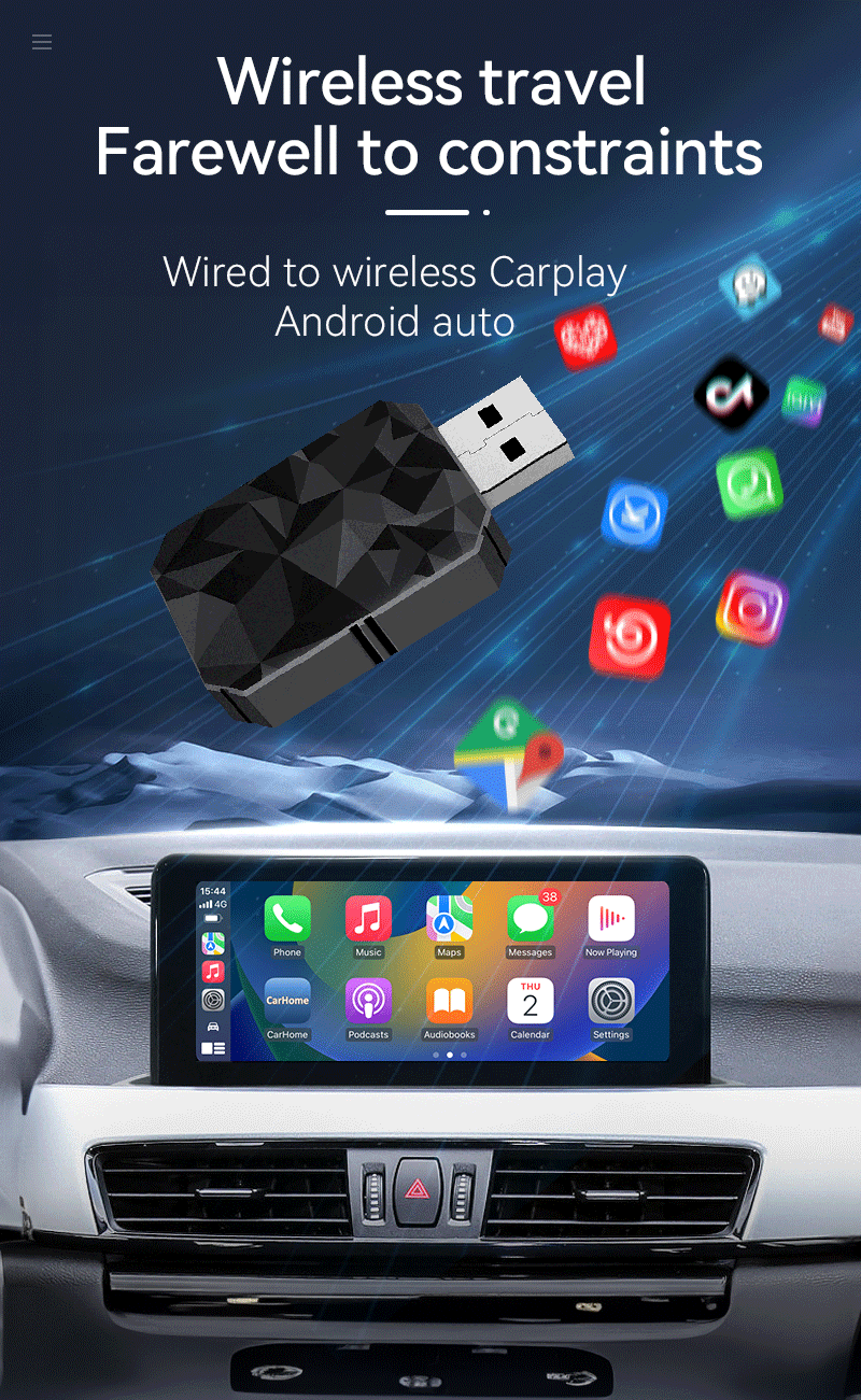 2 in 1 Wireless CarPlay & Android Auto Adapter, Transforms Original ...