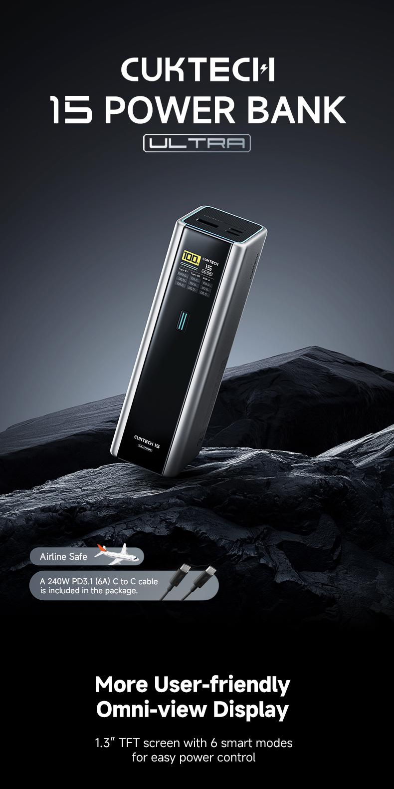 【ccc certified】CUKTECH 210W Max Fast Charging Power Bank with 140W Max ...