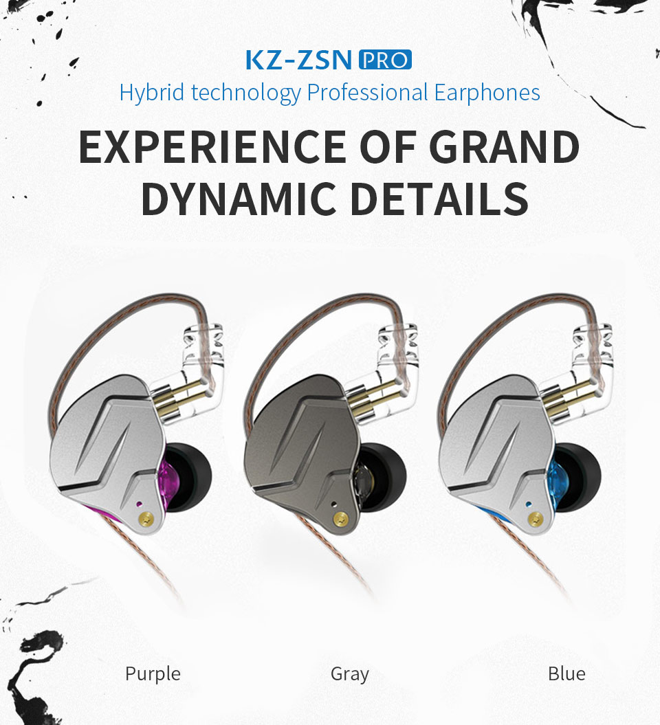 KZ ZSN Pro HiFi IEM Earbuds 0.75mm 2 Pin Cable 1BA 1DD Hybrid Drivers ...