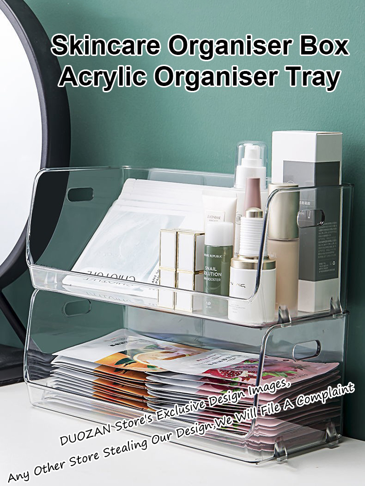 Stackable Desktop Organiser Box Container Acrylic Desk Organizer Tray ...