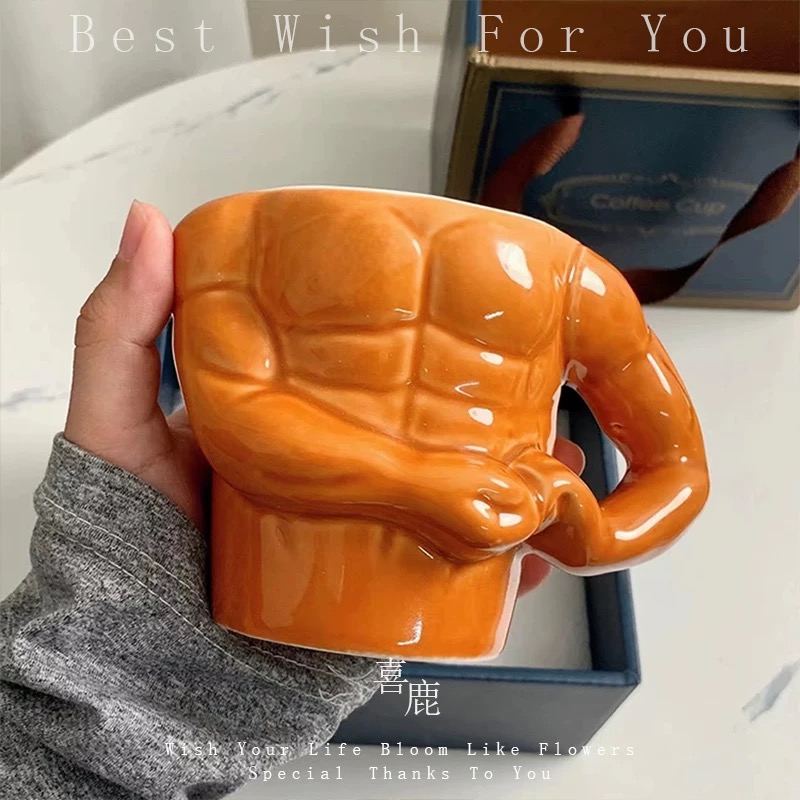 Creative cute macho cup muscle cup ceramic mug student personality ...