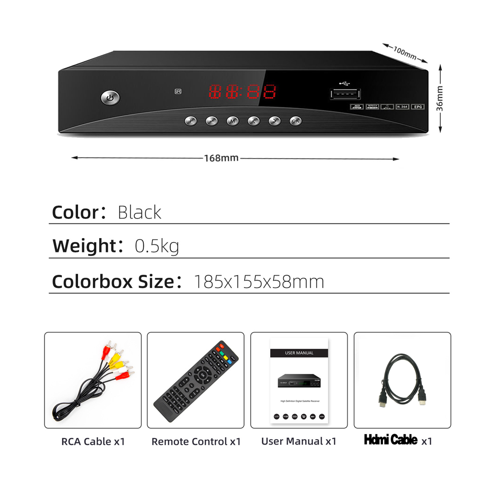 FTA DVB S2 H264 DVB-S2 HD Satellite Receiver Tv Decoder MYTV Tuner ...