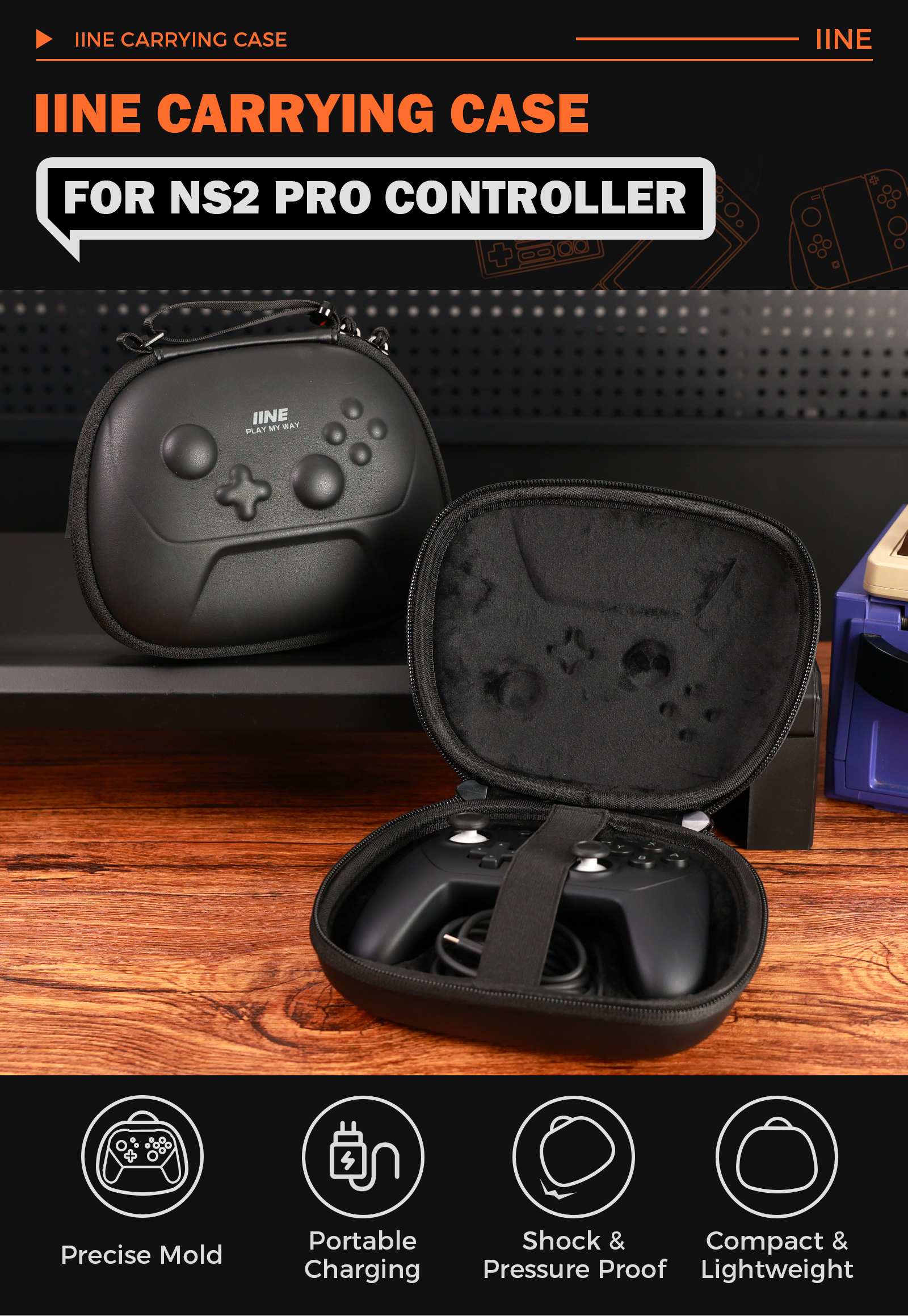 IINE CARRYING CASE FOR NS2 PRO CONTROLLER/ Precise Mold Portable ...