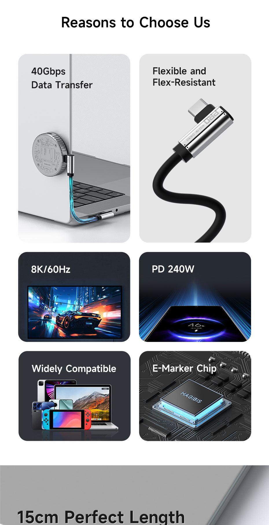 Hagibis Short USB C Cable Dual L Shape C to C 90 Degree Right Angle ...