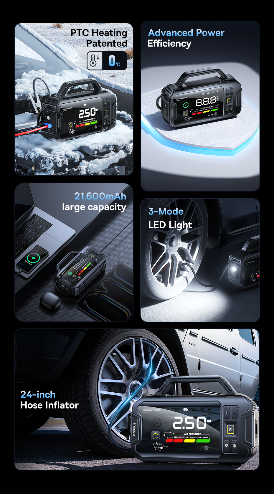Baseus PrimeTrip VJ1 4-in-1 3000A Car Jump Starter 12V Portable Battery ...