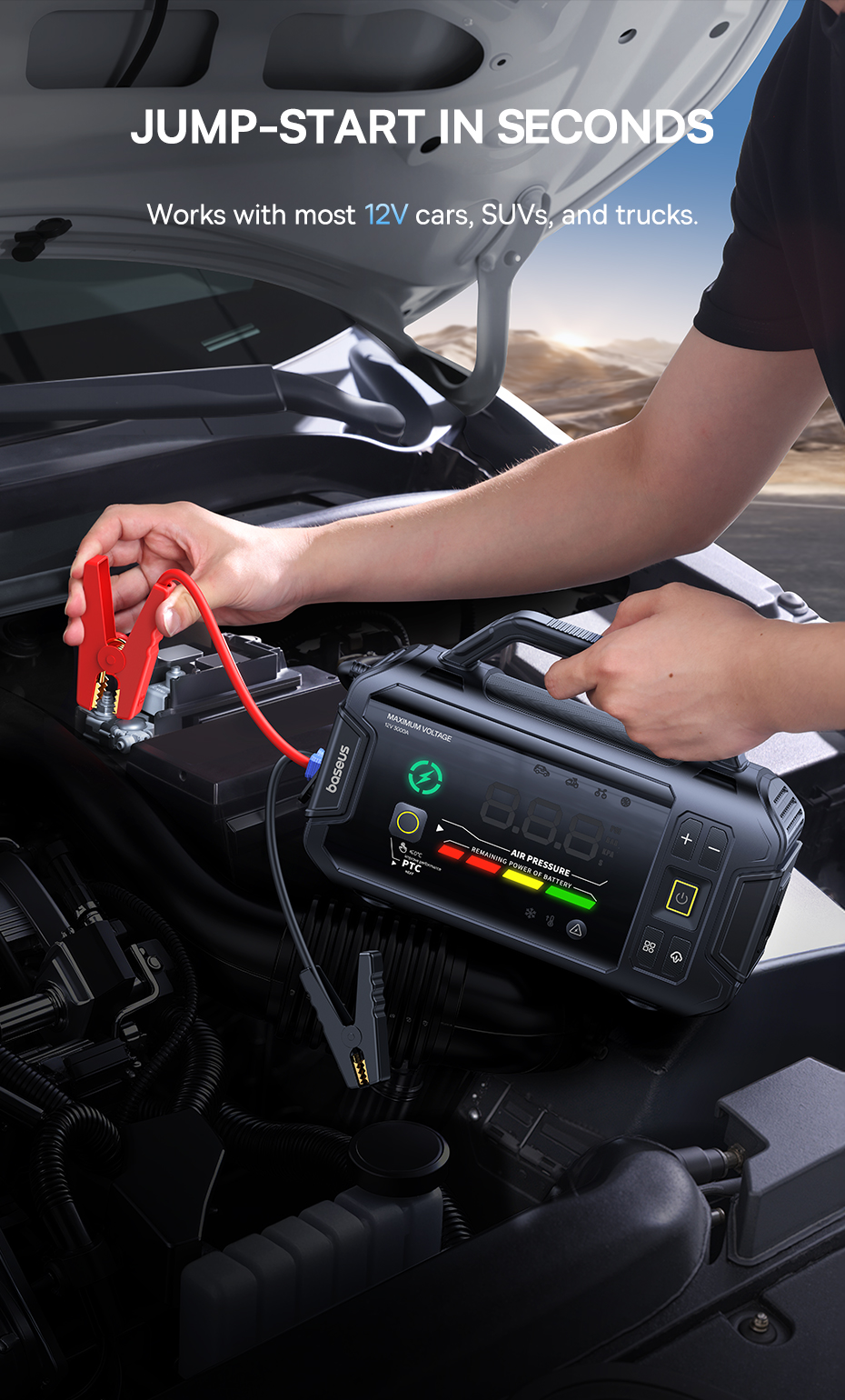 Baseus PrimeTrip VJ1 4-in-1 3000A Car Jump Starter 12V Portable Battery ...