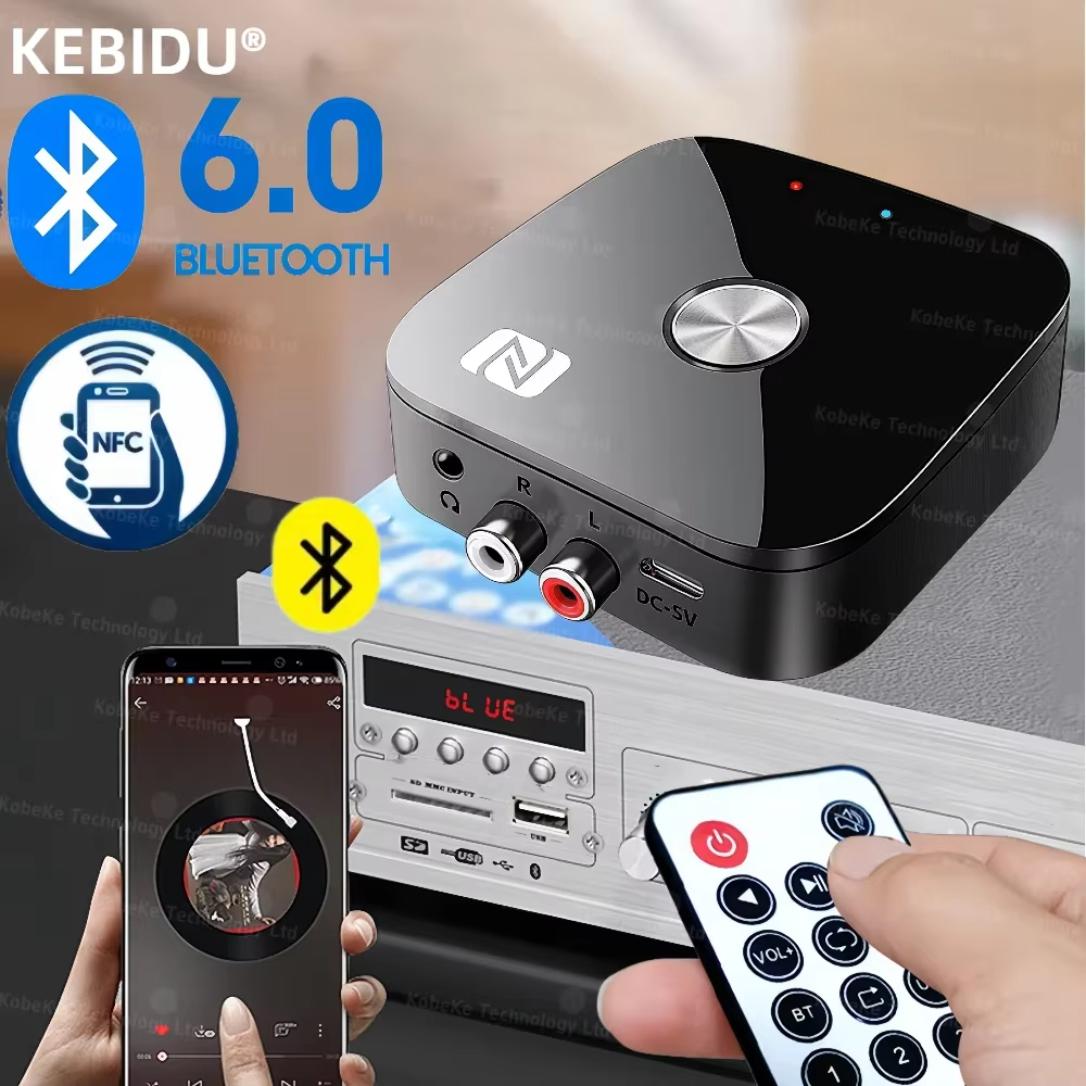 NFC Bluetooth 6.0 Stereo Audio Receiver 3.5mm AUX R/L RCA Lossless ...