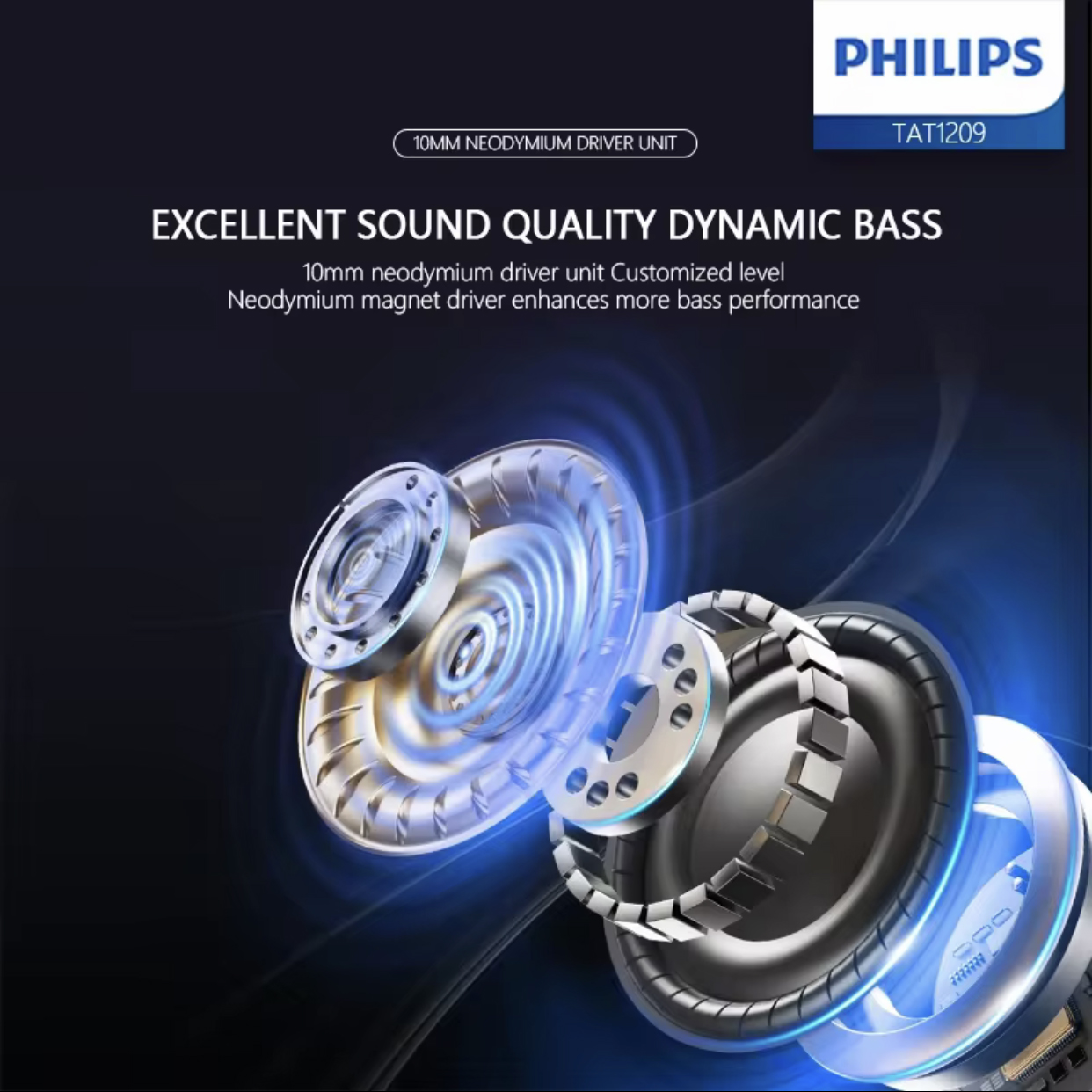Philips TAT1209 True Wireless Earbuds HiFi Stereo HD Call BT 5.3 Touch ...