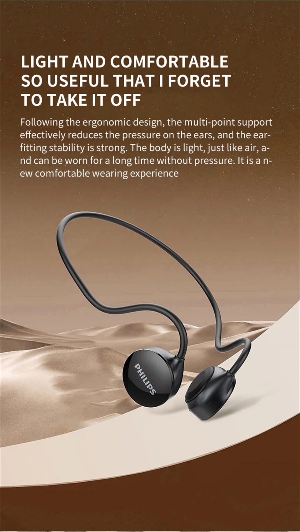 Philips TAA1609 Wireless Bone Conduction Earphones Bluetooth 5.3 HiFi ...